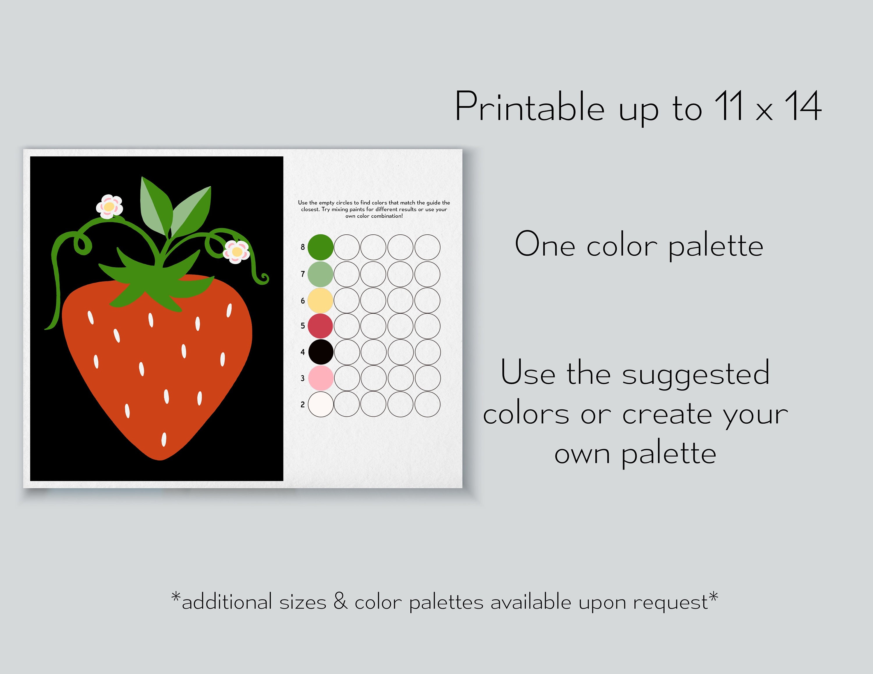 Printable Color by Number Digital Download of a Red Summer Strawberry ...