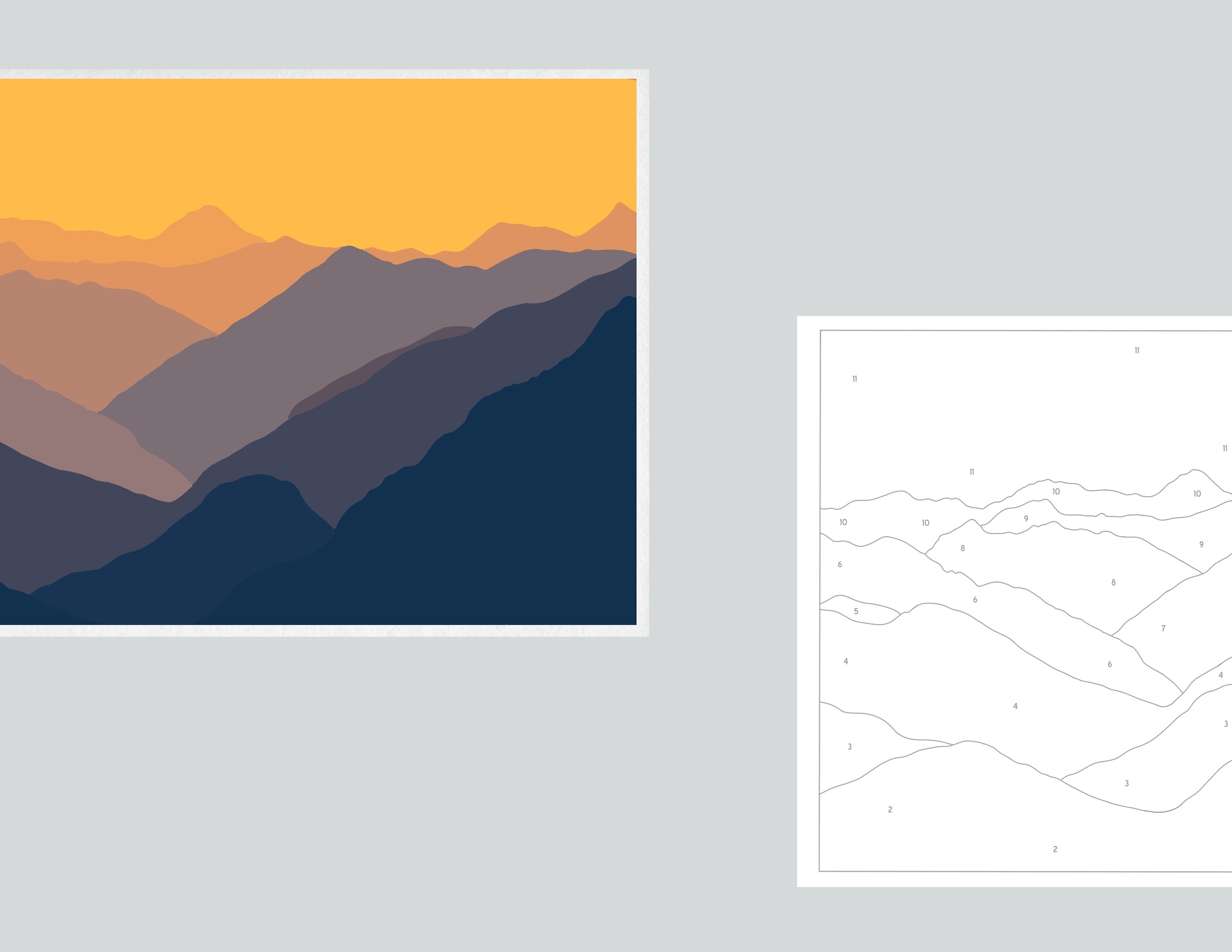 Printable Paint by Number Mountain Landscape Kit for Adult Beginners ...