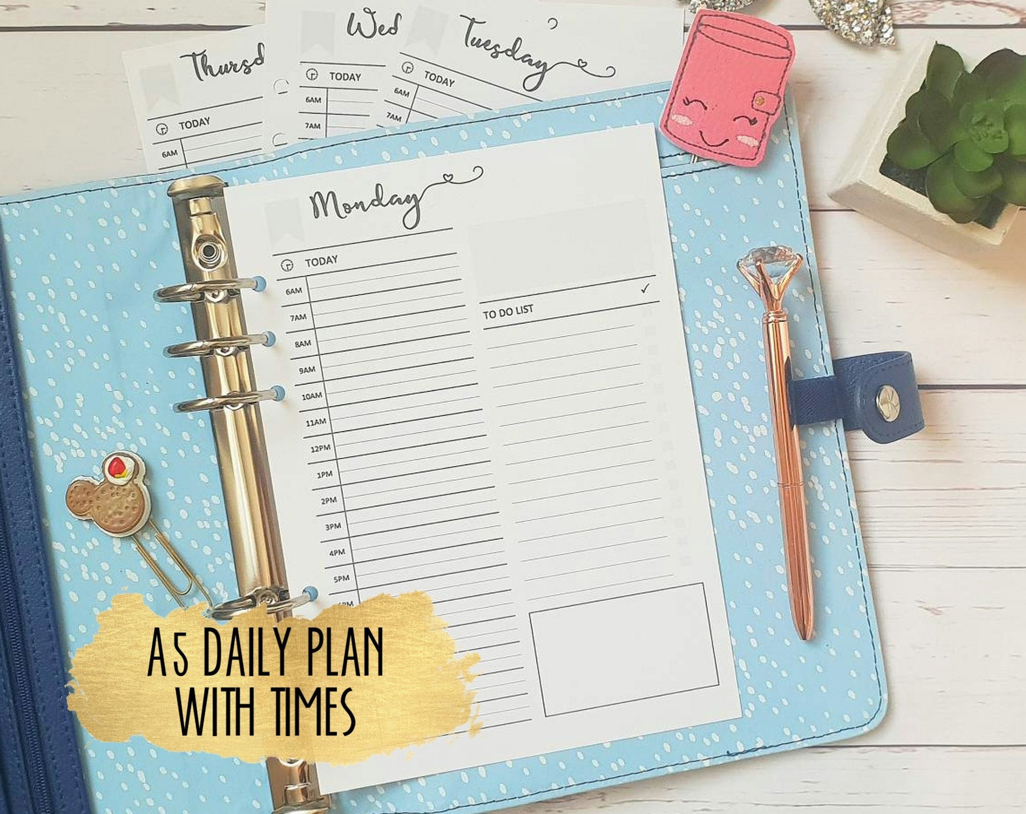 PRINTED MON-SUN A5 Planner Insert DO1P Day on one | Etsy