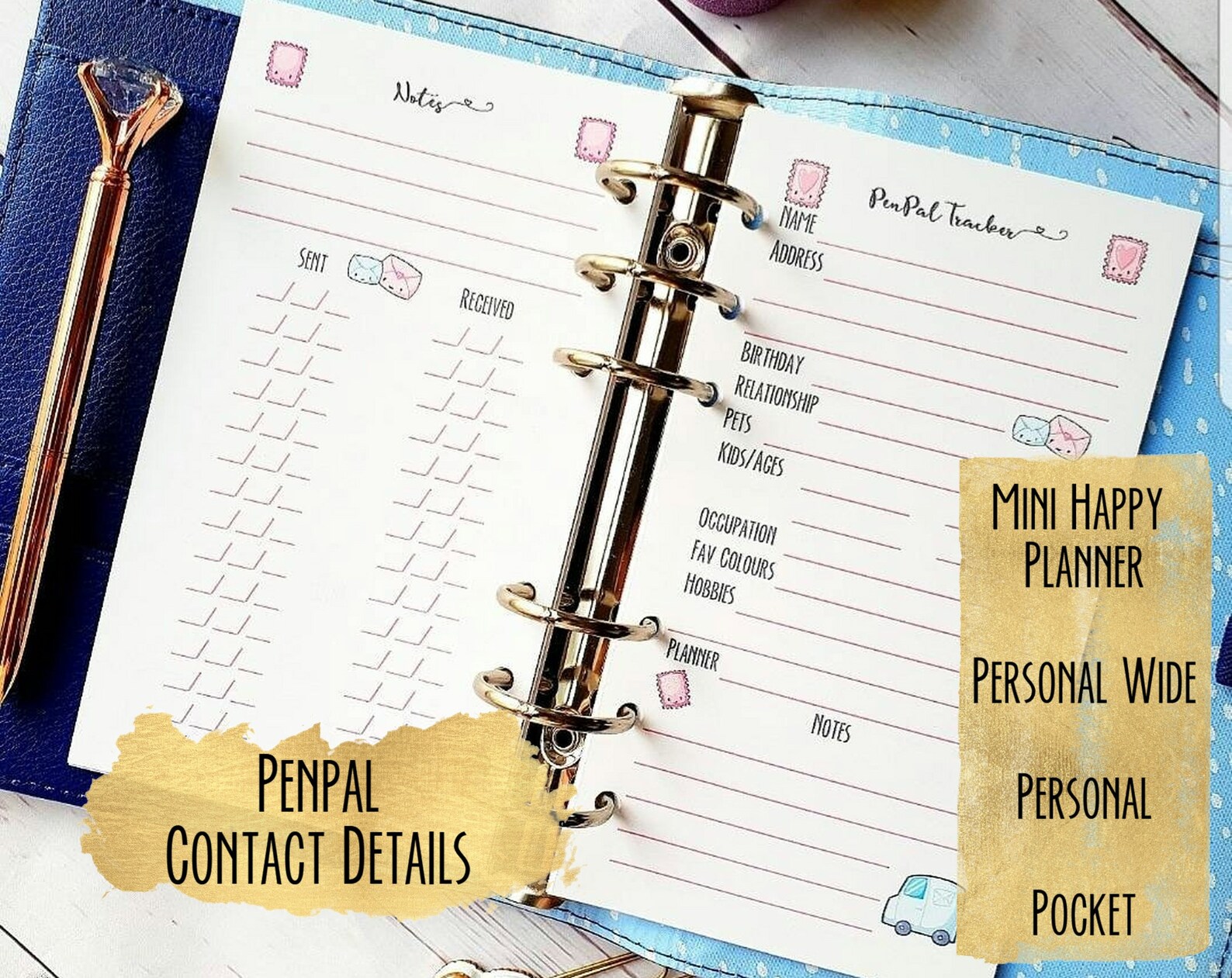 PRINTED Penpal Tracker log Personal Kikkik Filofax Insert HP | Etsy