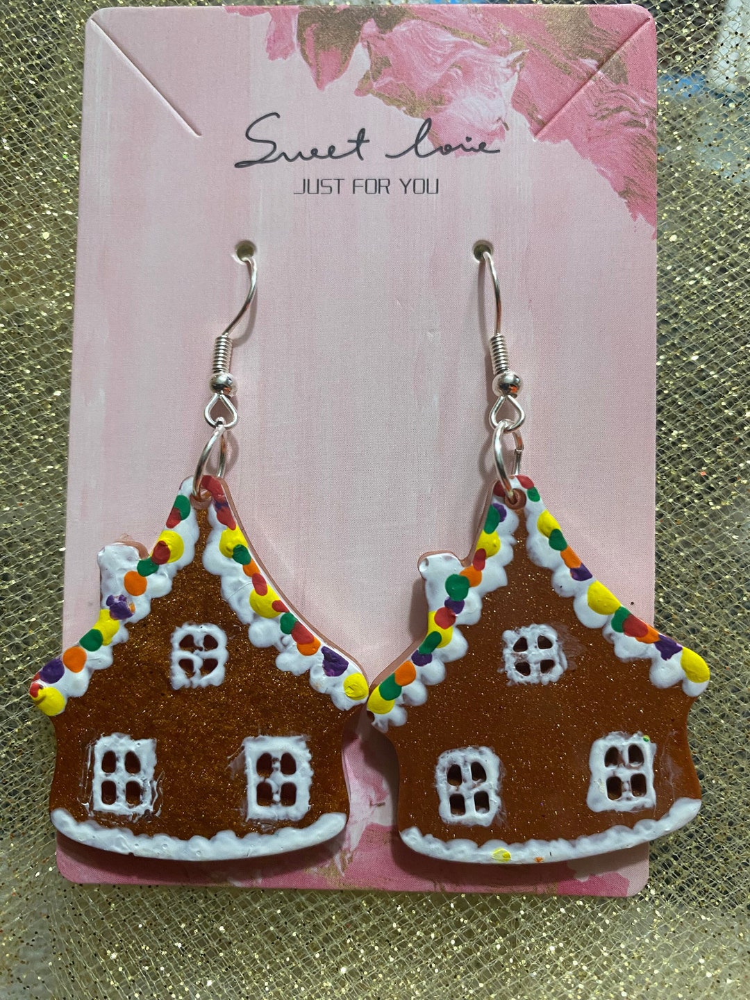 Gingerbread House Christmas Earrings - Etsy