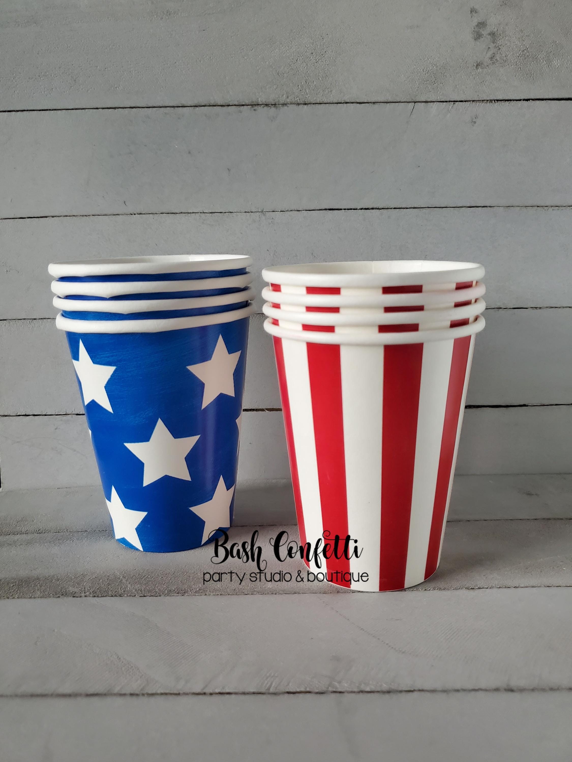 Patriotic Paper Cups | 4th of July Party | Flag Paper Cups | Red White ...