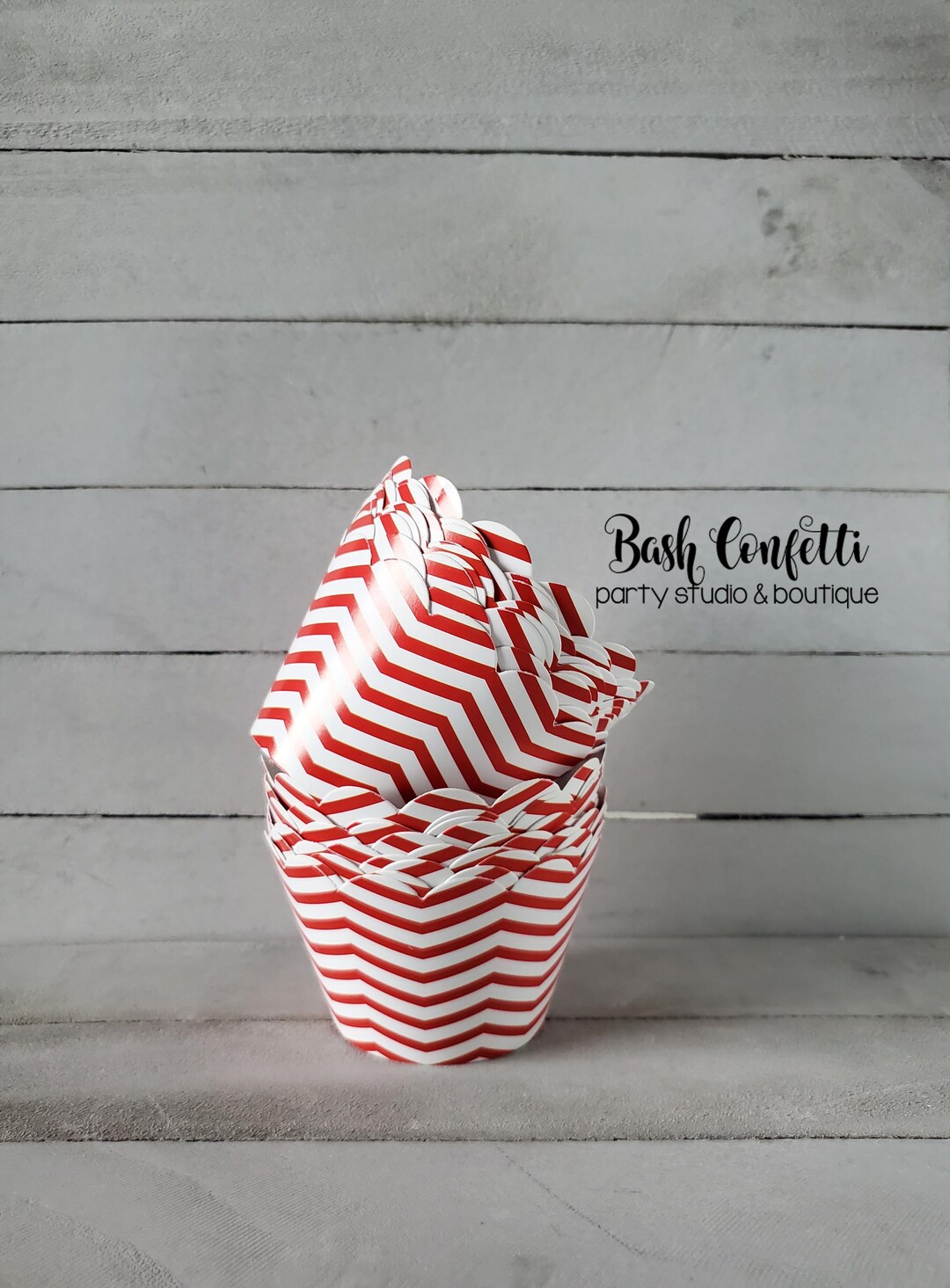 Red Chevron Cupcake Wraps | Red Color Party | Red Chevron | Red White ...