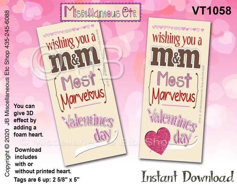 M & M Valentine TAG Instant Download / M and M / Candy/ Kids/ Students ...
