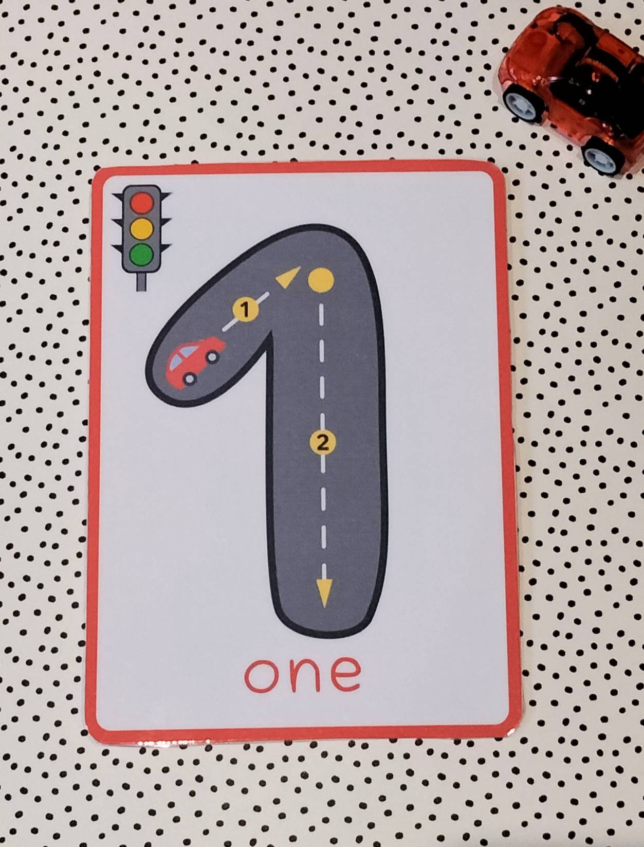 Number Tracing Flash Cards Instant Download Car Road Tracing - Etsy