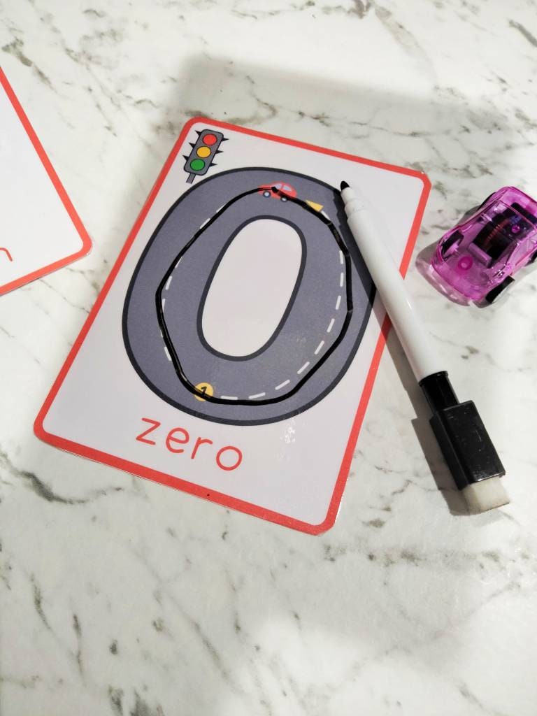 Number Tracing Flash Cards Instant Download Car Road Tracing - Etsy