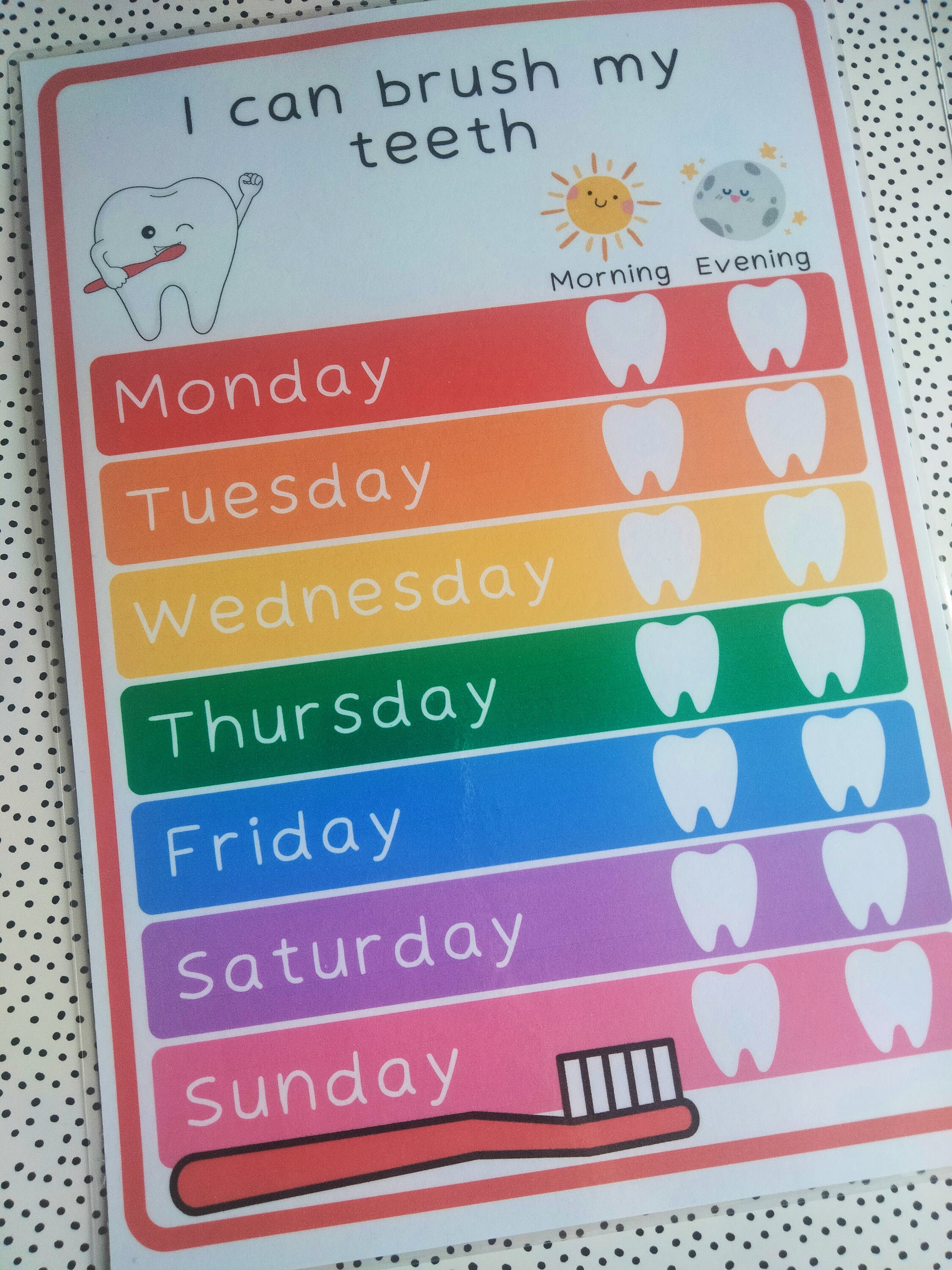 Tooth Brushing Reward Chart, Personalised Teeth Brushing, Dry Wipe ...
