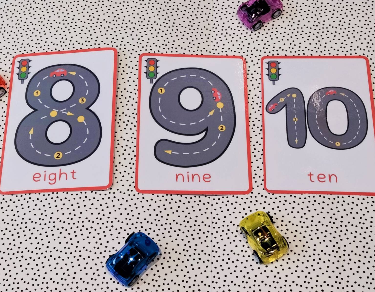 Number Tracing Flash Cards Instant Download Car Road Tracing - Etsy