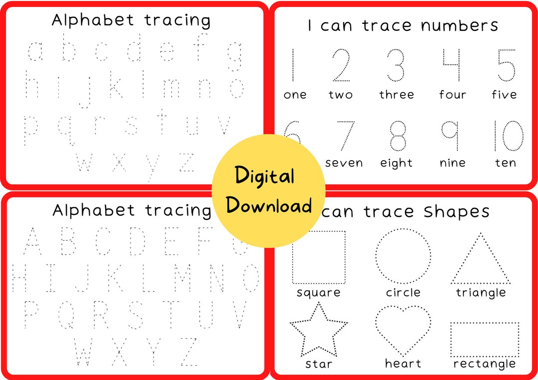 Tracing Activity Worksheets, Tracing Alphabet, Shapes, Numbers ...