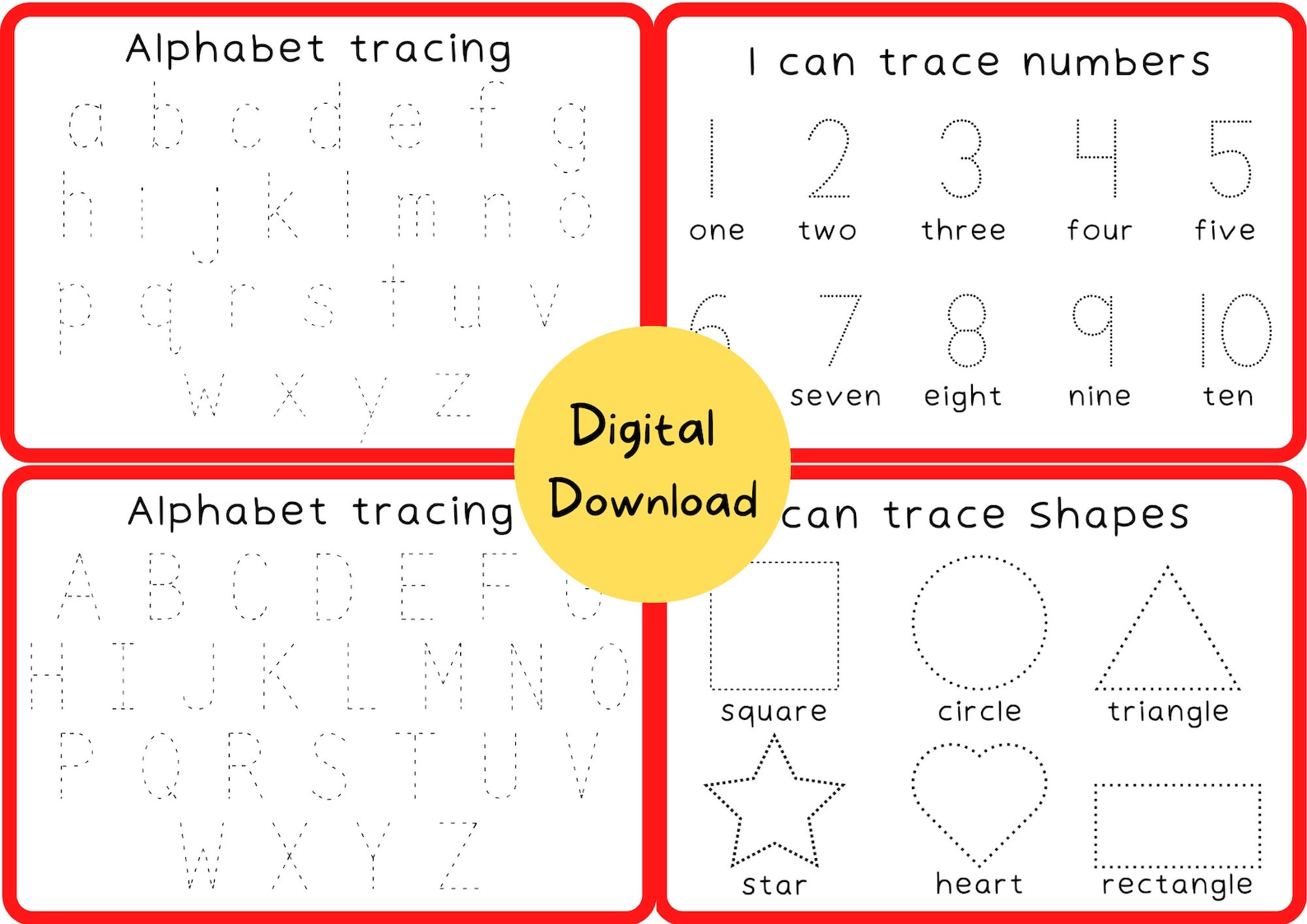 Tracing Activity Worksheets Tracing Alphabet Shapes - Etsy