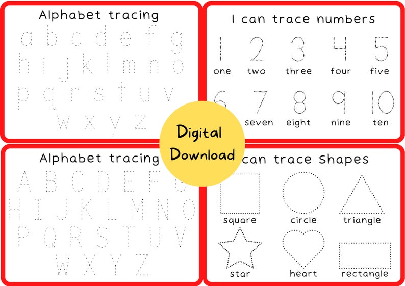 Tracing Activity Worksheets Tracing Alphabet Shapes - Etsy