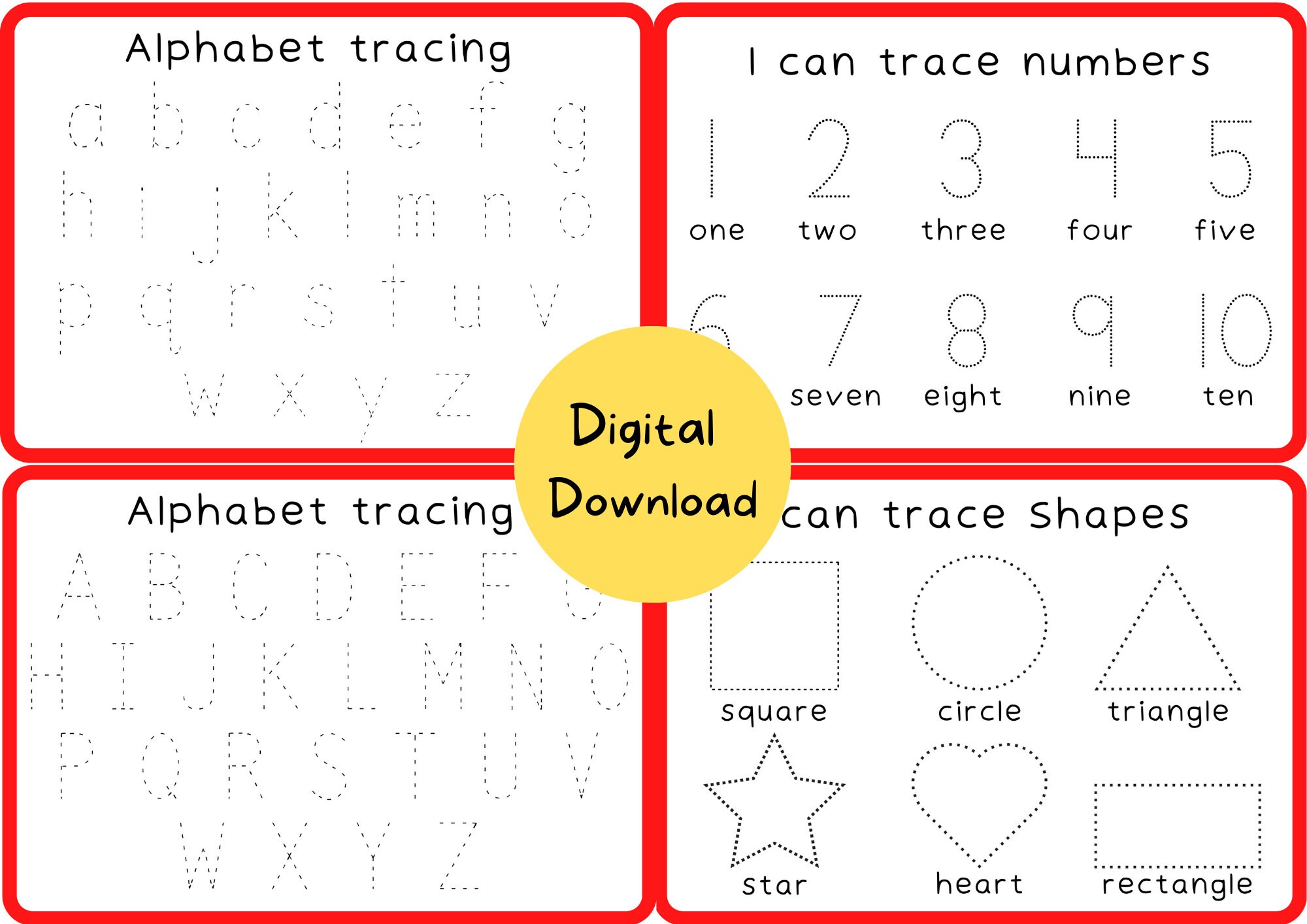Tracing Activity Worksheets Tracing Alphabet Shapes - Etsy