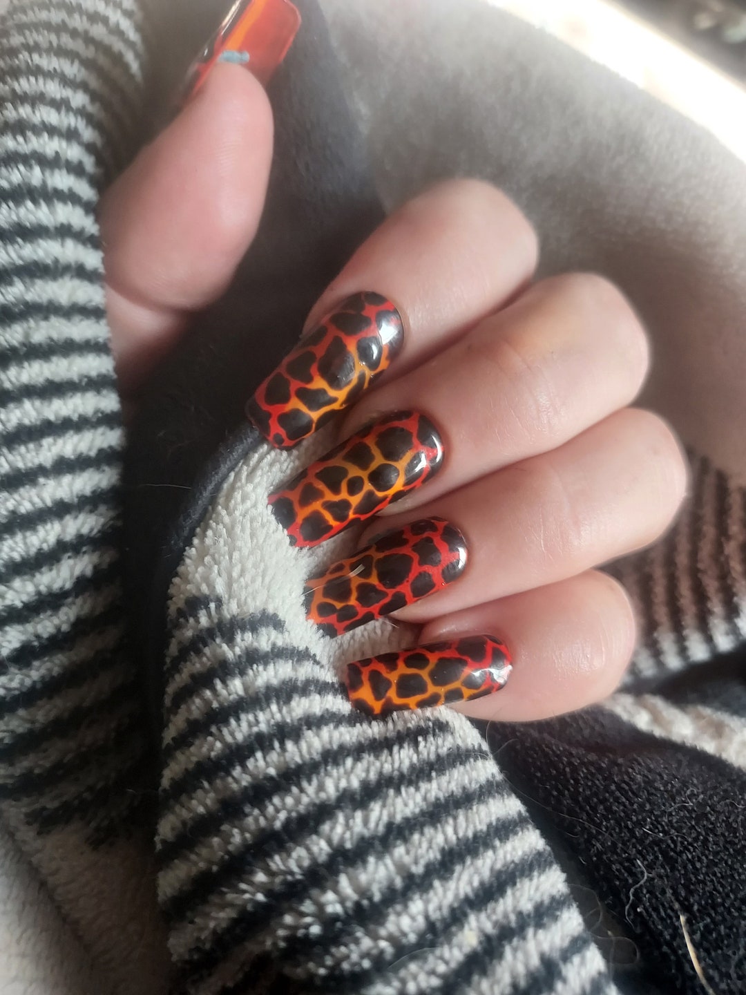 Red Orange Magma Lava Customizable Fancy Press-on Nails - Etsy