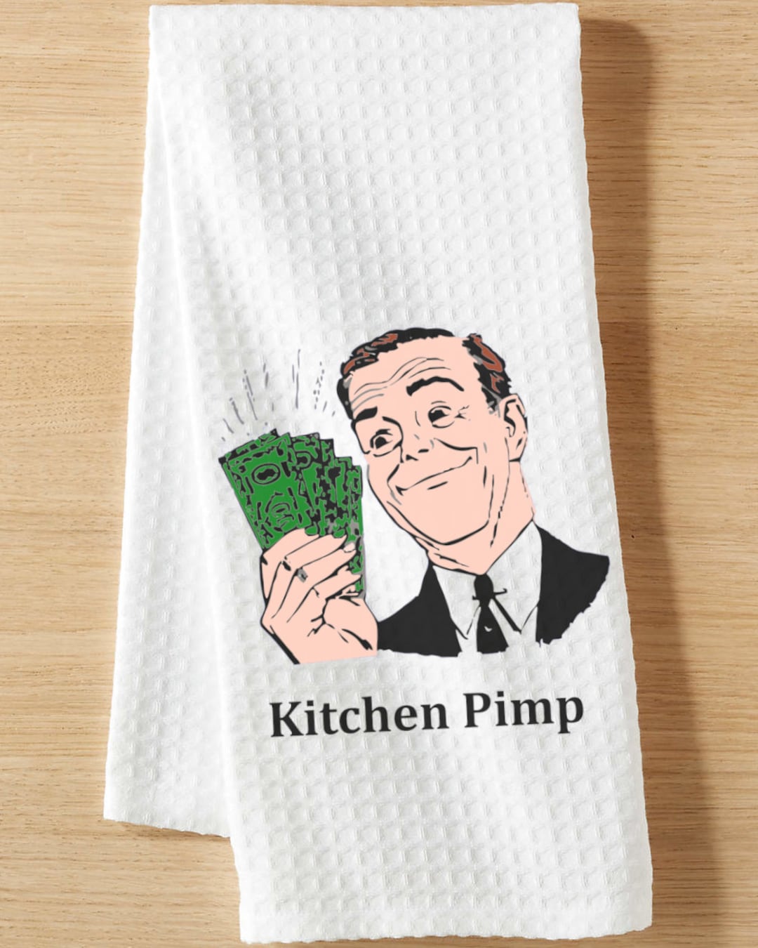 Retro 50s Kitchen Pimp Funny Anime Toon Microfiber Dish & Bathroom Hand ...