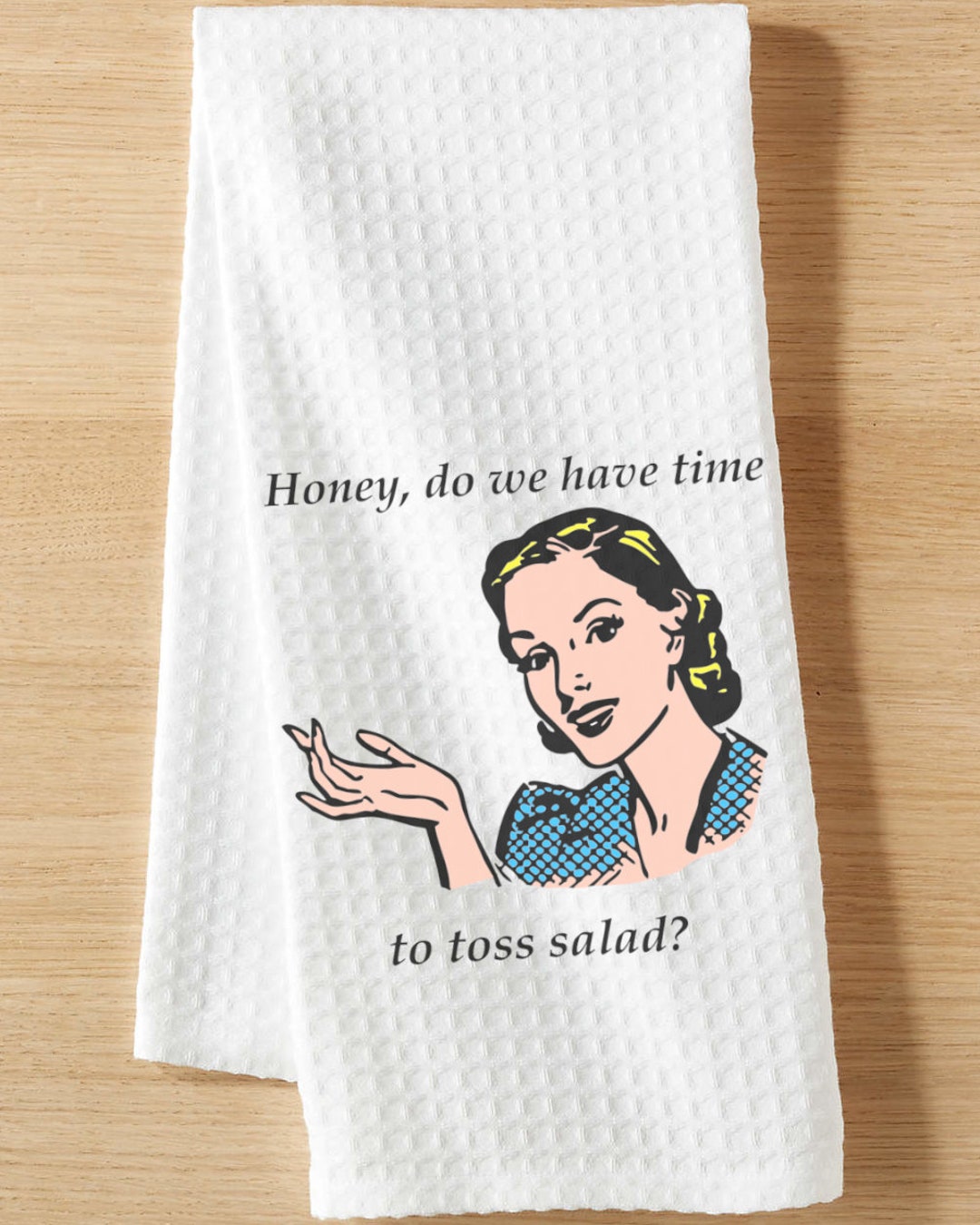 Retro 50s Toss Salad Funny Anime Toon Microfiber Dish & Bathroom Hand ...