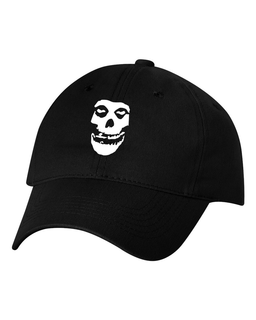 Misfit Heat Pressed Fiend Skull Hat - Adult Black Twill Adjustable Cap ...