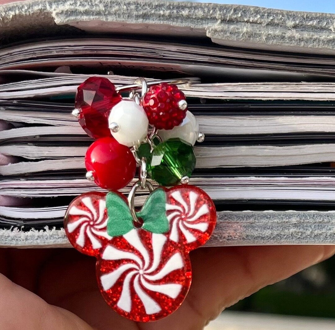 Christmas Peppermint Mouse Ears Charm Paperclip Phone Charm Keychain ...