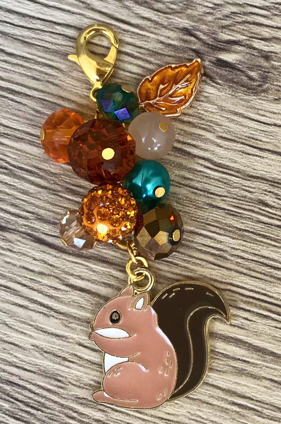 Beaded Autumn Squirrel Planner Charm Bookmark Paperclip Key - Etsy