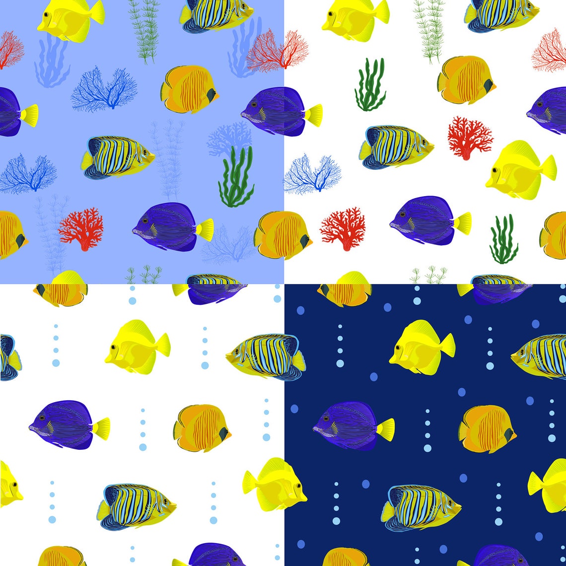 Set Clipart - Red Sea Fish , Sea Shells, Corals - Digital Clip Art ...
