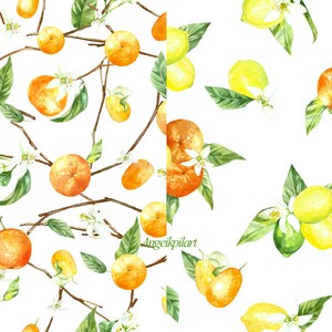 Citrus Digital Paper, Lemon , Orange, Limes. Watercolor Citrus Fruits ...