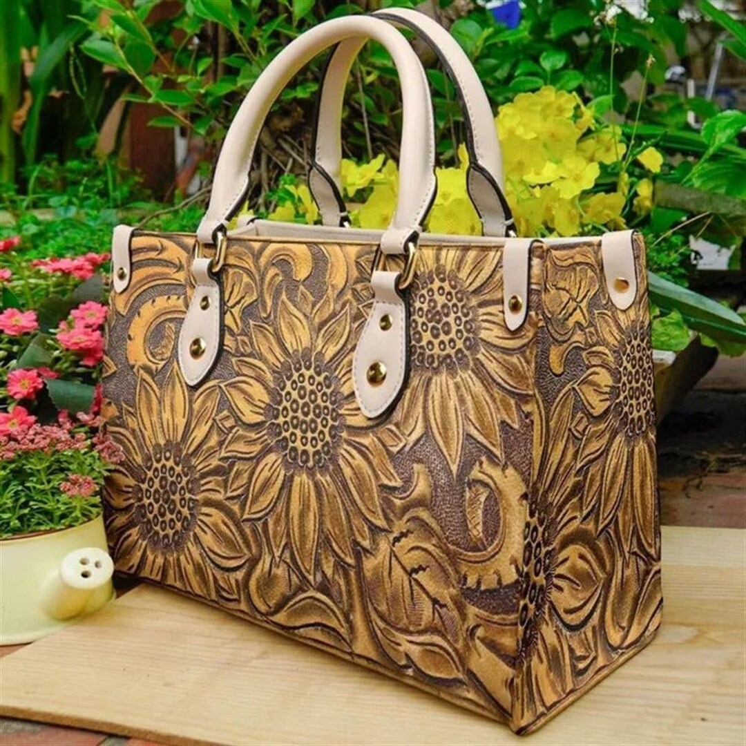 Floral Sunflower Leather Bag women Floral Sunflower Leather - Etsy