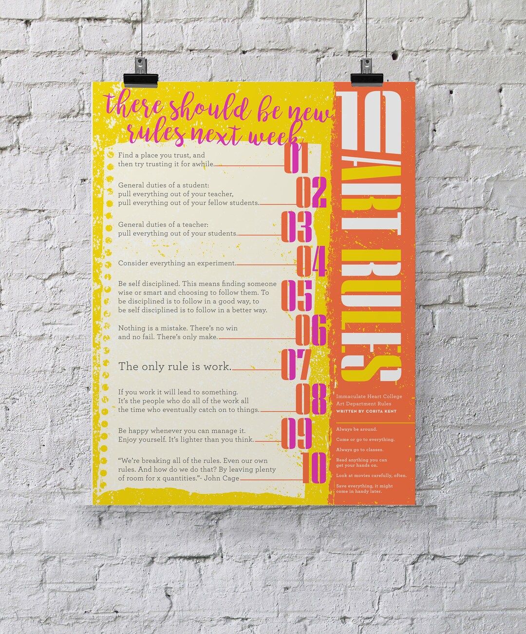 10 Art Rules Corita Kent Art Department Rules Wall Art - Etsy