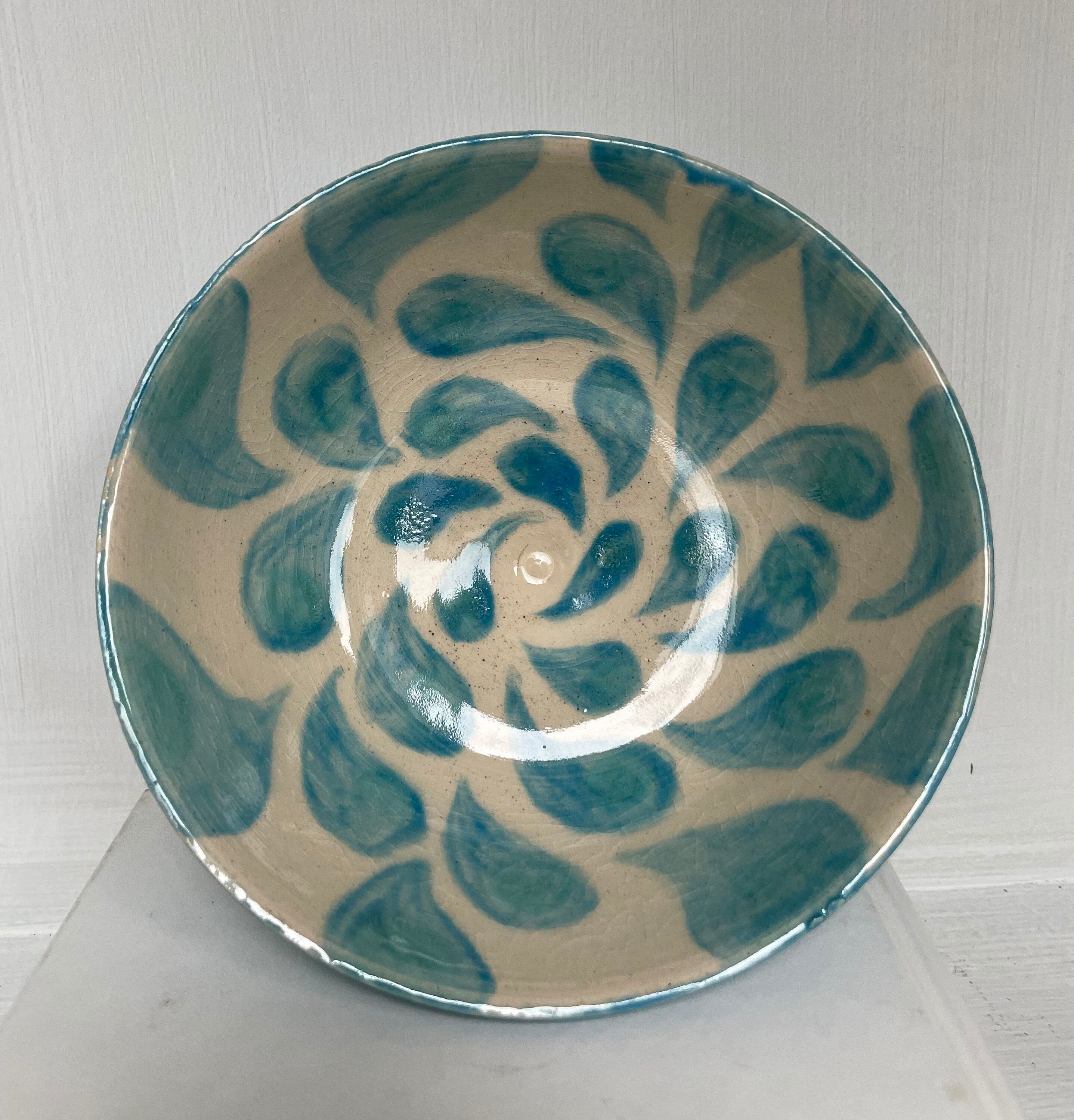 Blue Raindrop Ceramic Stoneware Bowl, Fruit Bowl, Serving Bowl - Etsy