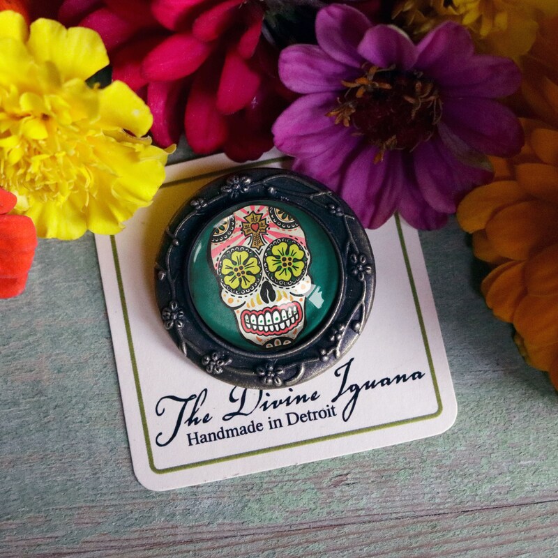Sugar Skull Pin - Etsy