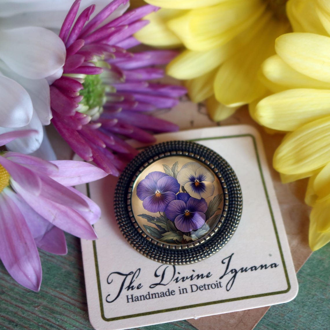 Purple Pansy Flower Vintage Inspired Pin Brooch - Etsy