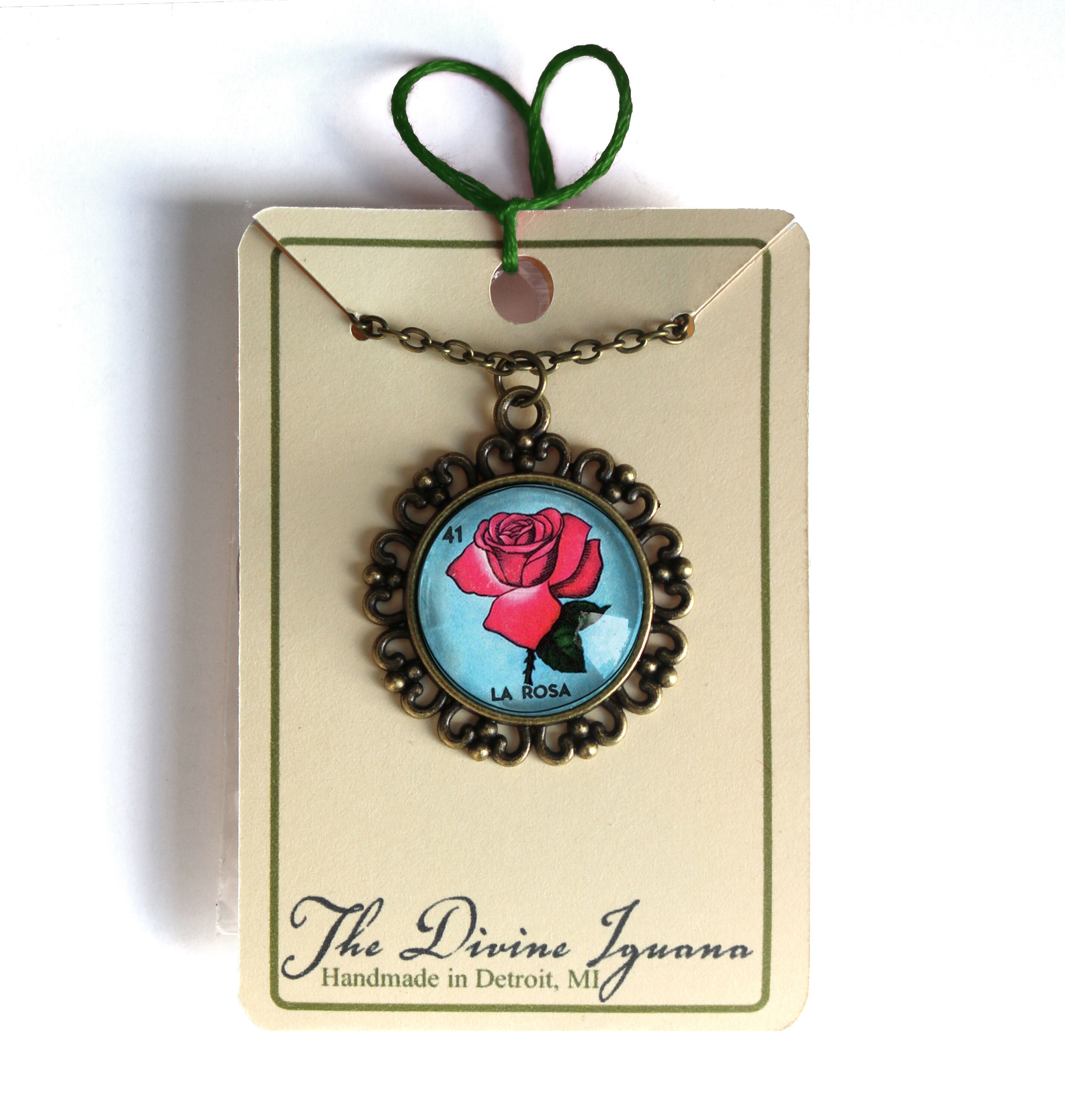 La Rosa Rose Loteria Themed Large Pendant Necklace in Ornate - Etsy
