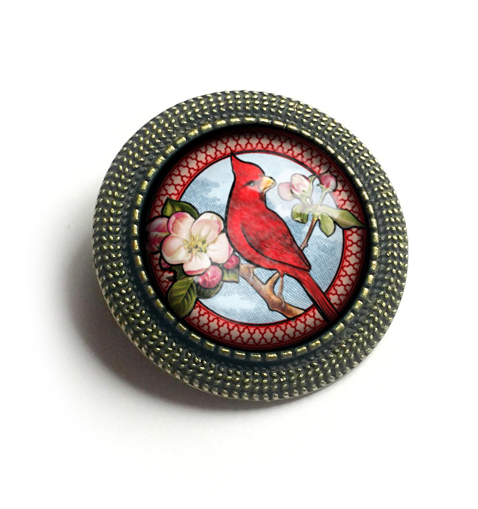Victorian Cardinal Bird Vintage Inspired Pin Brooch - Etsy