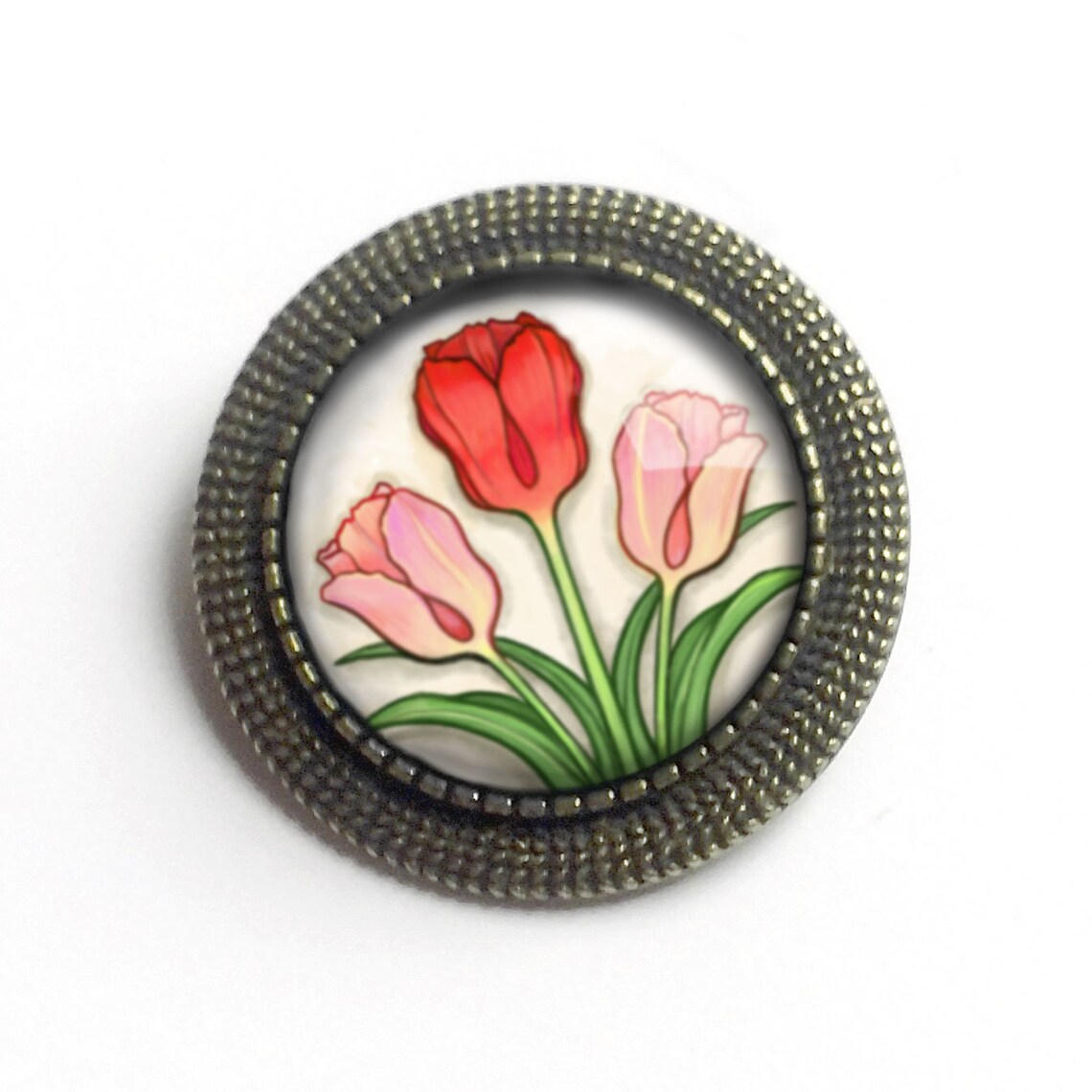 Spring Tulip Flower Vintage Inspired Pin Brooch | Etsy