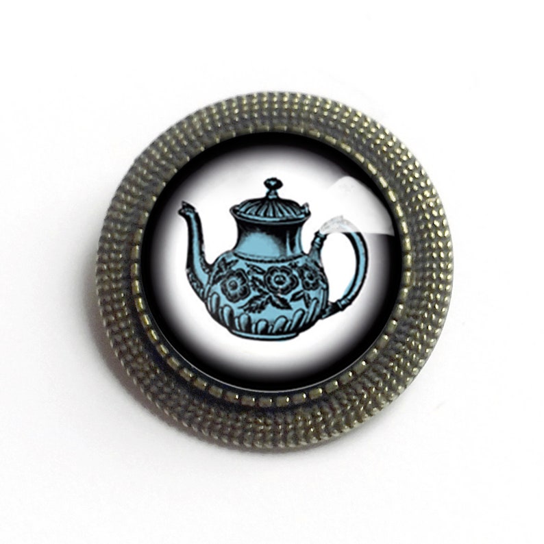 Blue Victorian Teapot Vintage Inspired Pin Brooch | Etsy
