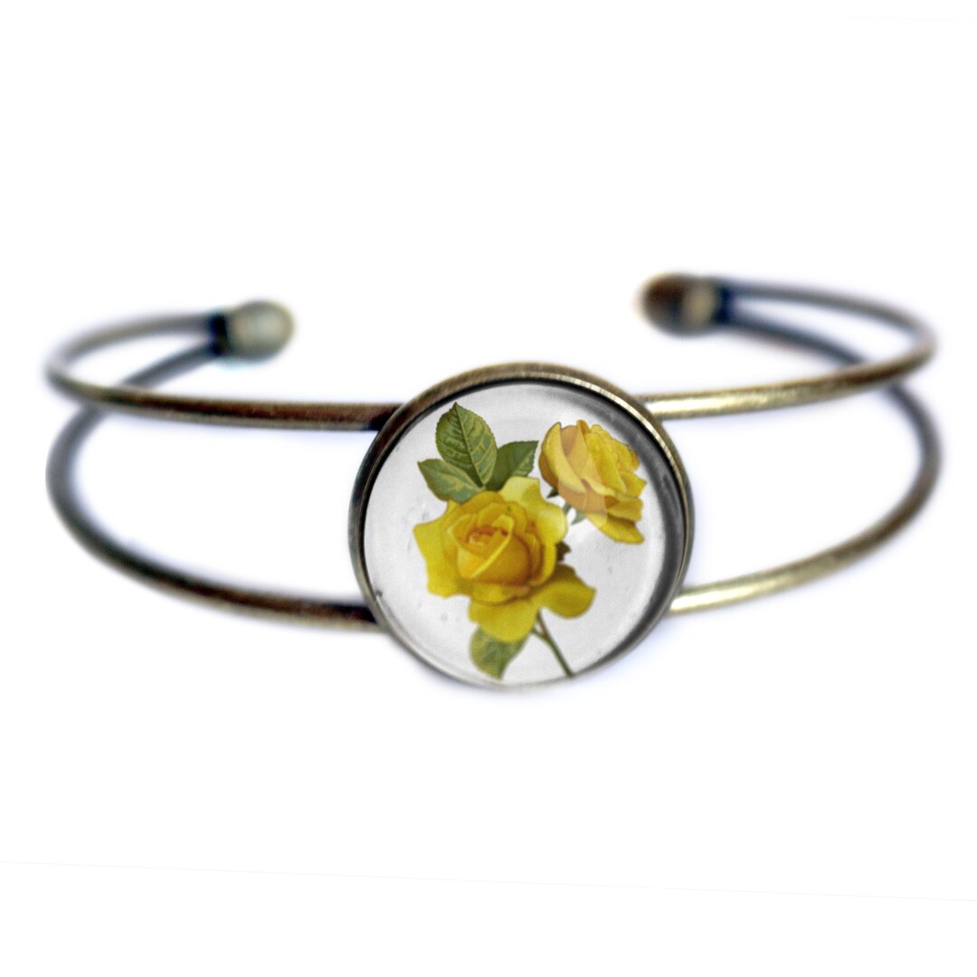 Yellow Rose Cottage Core Cuff Bracelet - Etsy