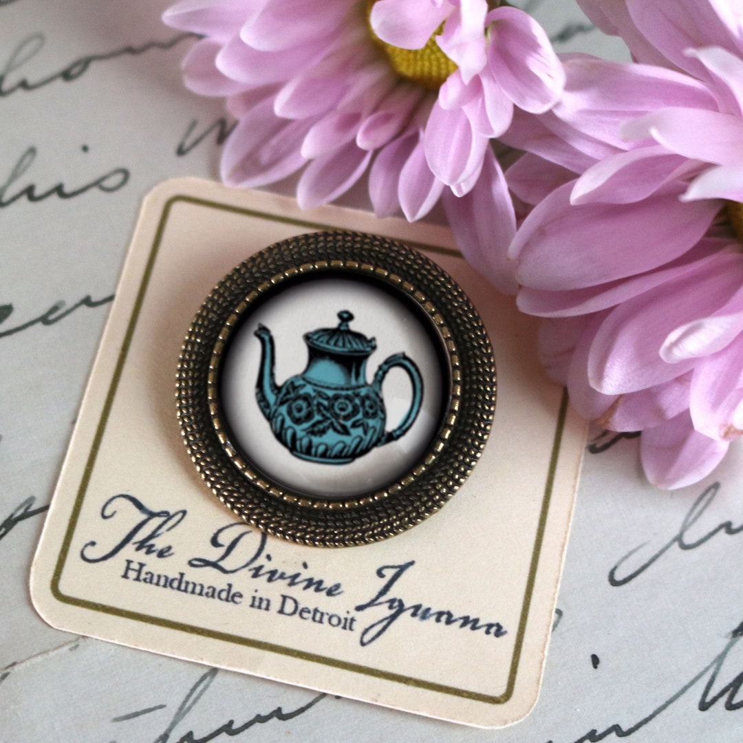 Blue Victorian Teapot Vintage Inspired Pin Brooch - Etsy