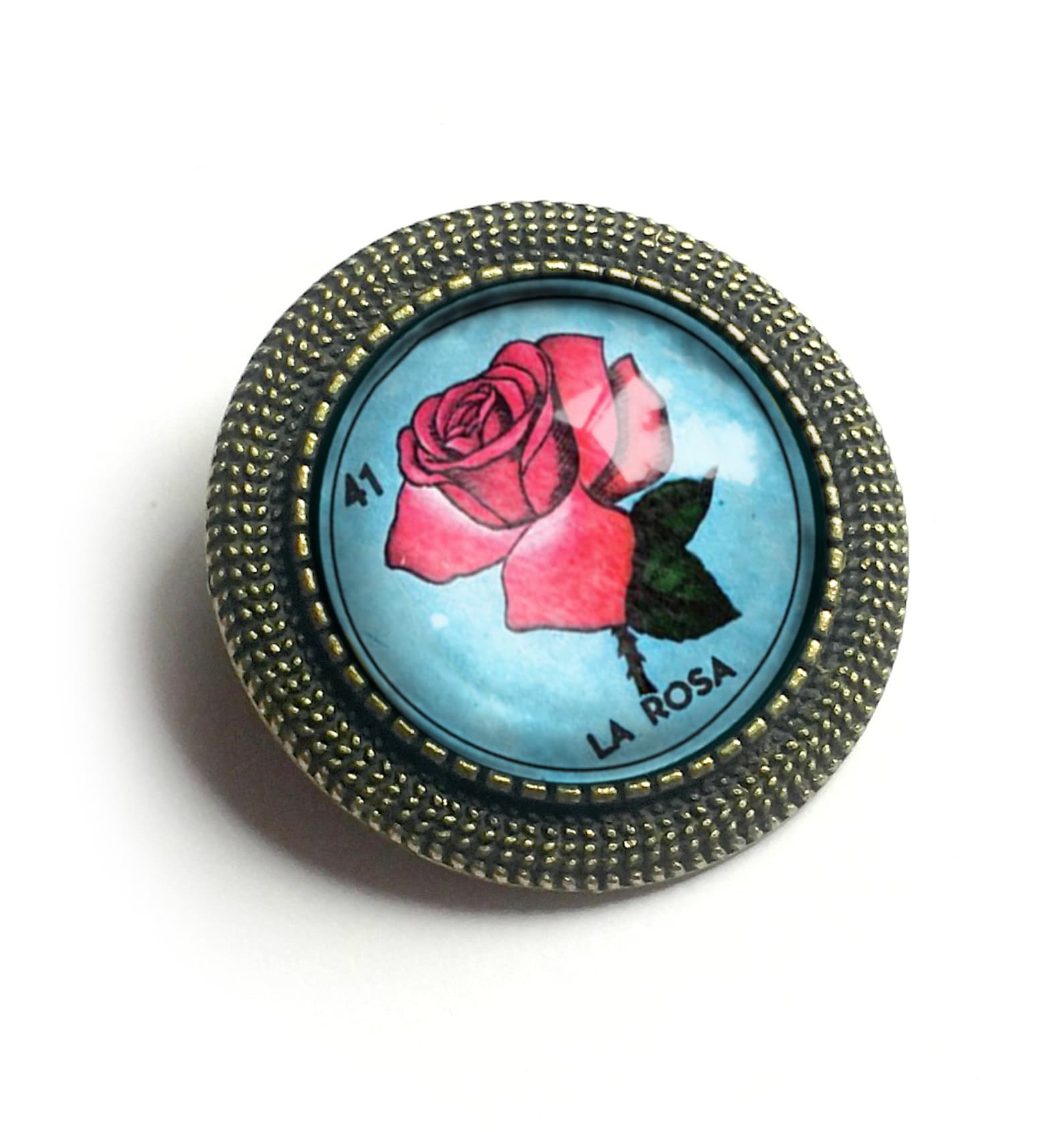 La Rosa Rose Loteria Themed Vintage Inspired Pin Brooch | Etsy