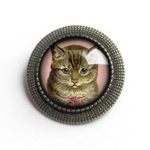 Victorian Tabby Cat Vintage Inspired Pin Brooch - Etsy