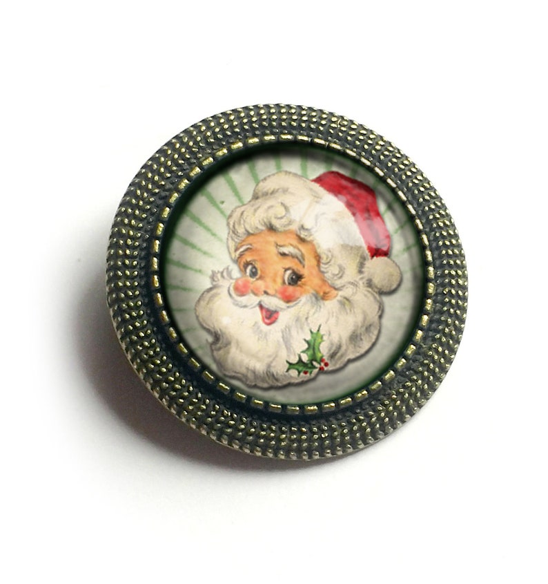 Retro Santa Claus Vintage Inspired Pin Brooch With Green | Etsy