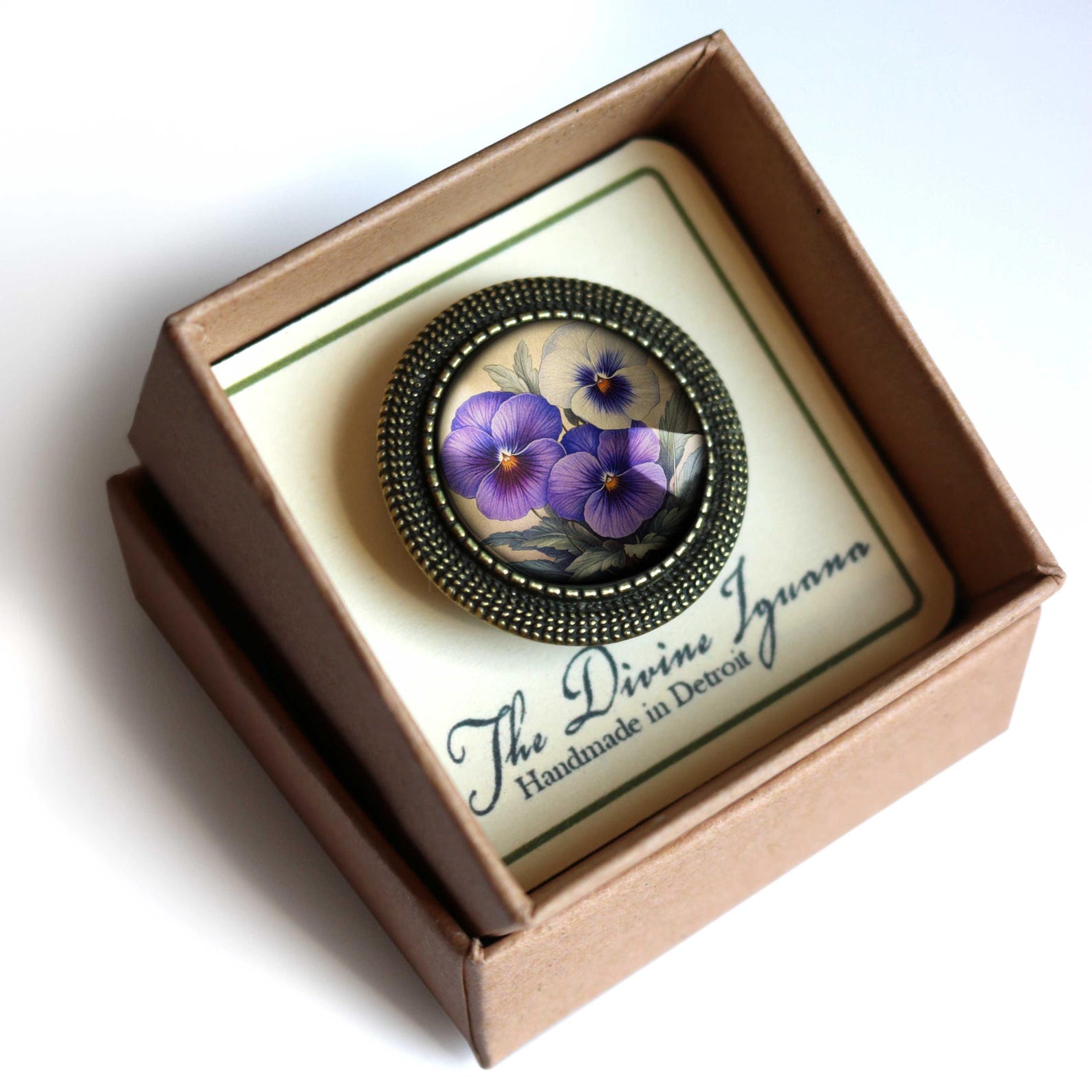 Purple Pansy Flower Vintage Inspired Pin Brooch - Etsy