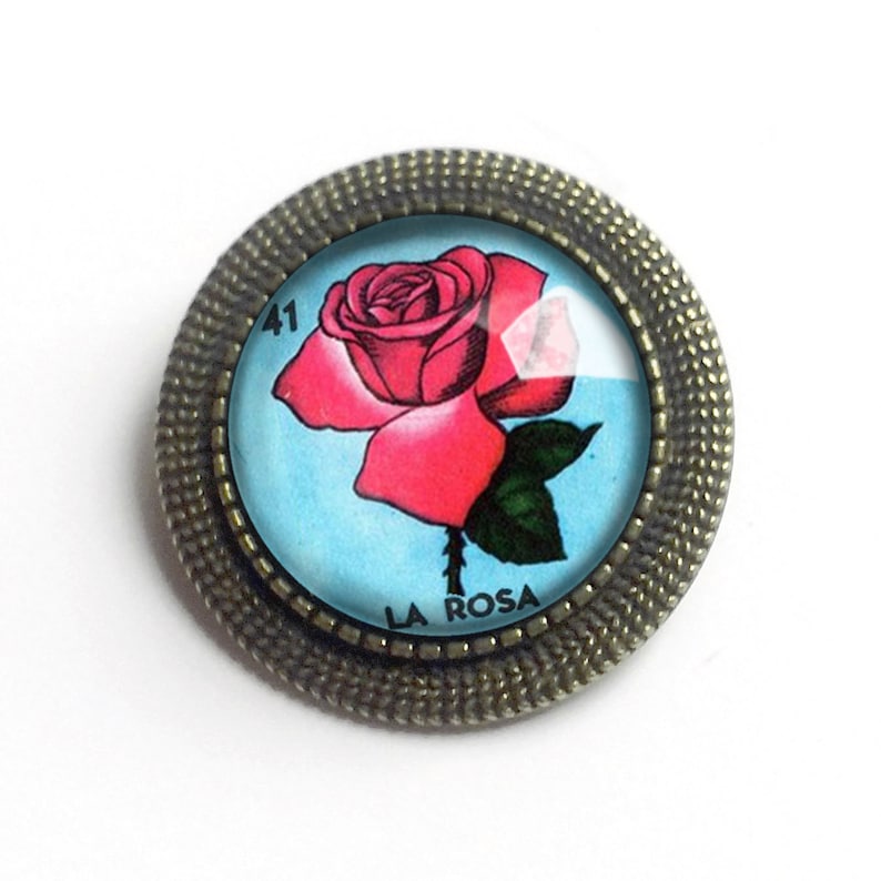 La Rosa Rose Loteria Themed Vintage Inspired Pin Brooch | Etsy