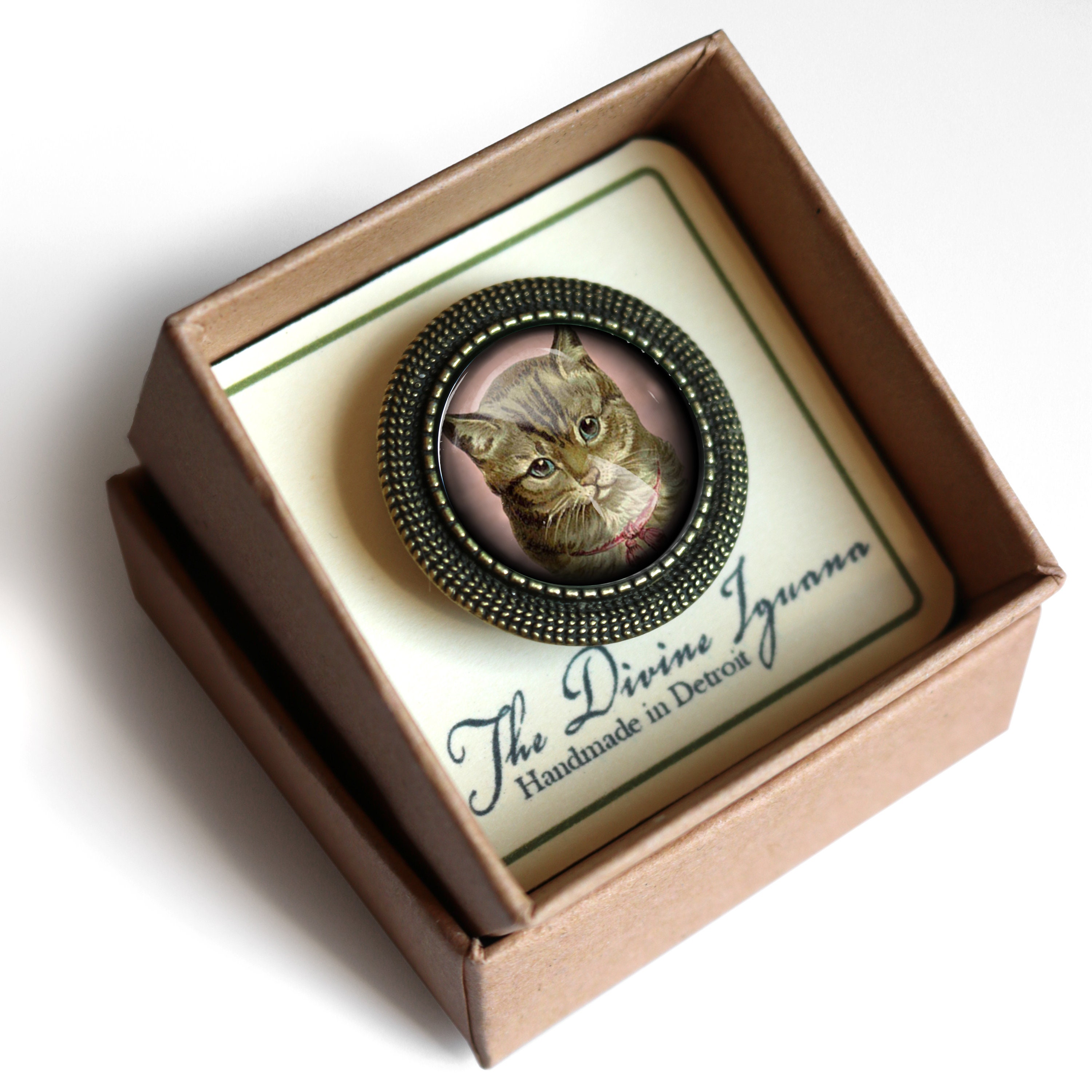 Victorian Tabby Cat Vintage Inspired Pin Brooch | Etsy