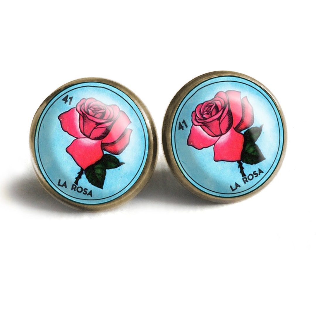 La Rosa Rose Loteria Themed Vintage Inspired Stud Earrings - Etsy