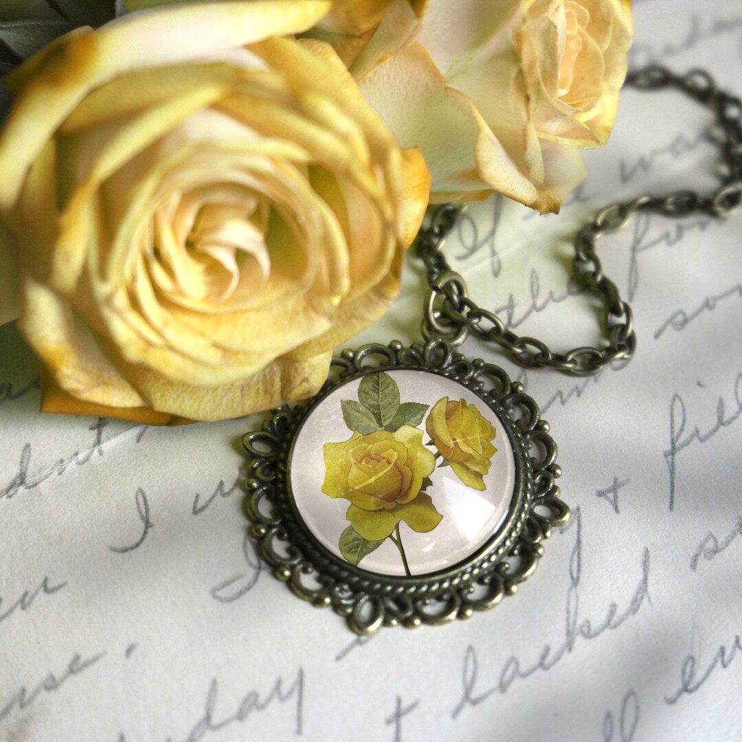 Yellow Rose Pendant Necklace - Etsy