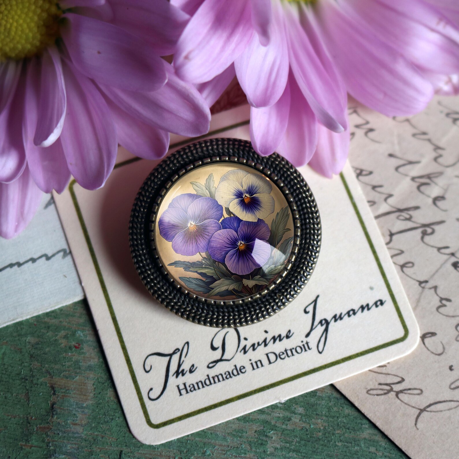 Purple Pansy Flower Vintage Inspired Pin Brooch - Etsy