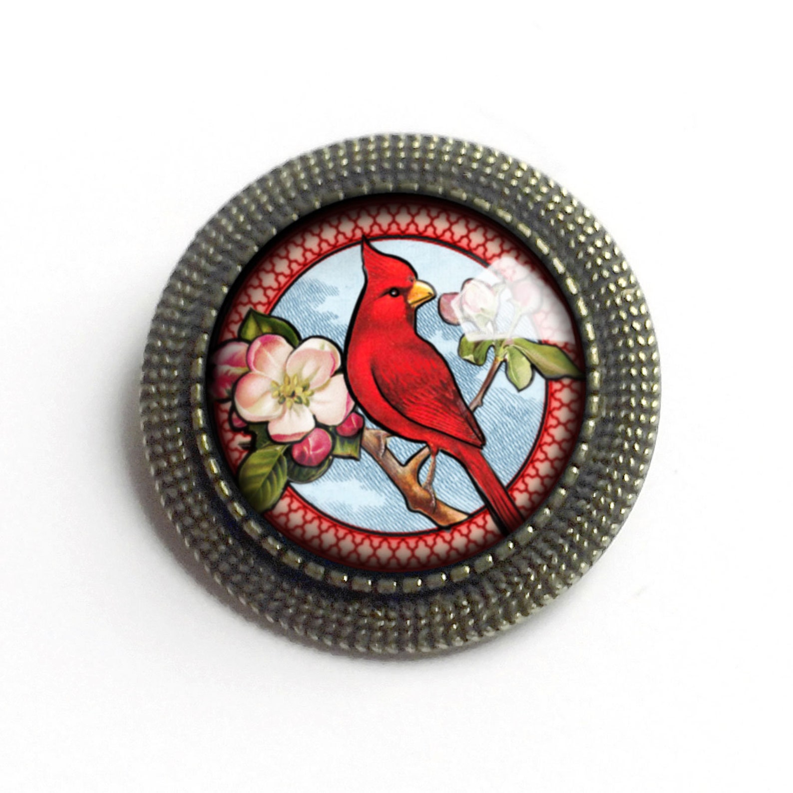 Victorian Cardinal Bird Vintage Inspired Pin Brooch - Etsy