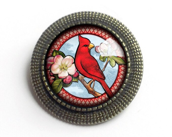 Victorian Cardinal Bird Vintage Inspired Pin Brooch - Etsy