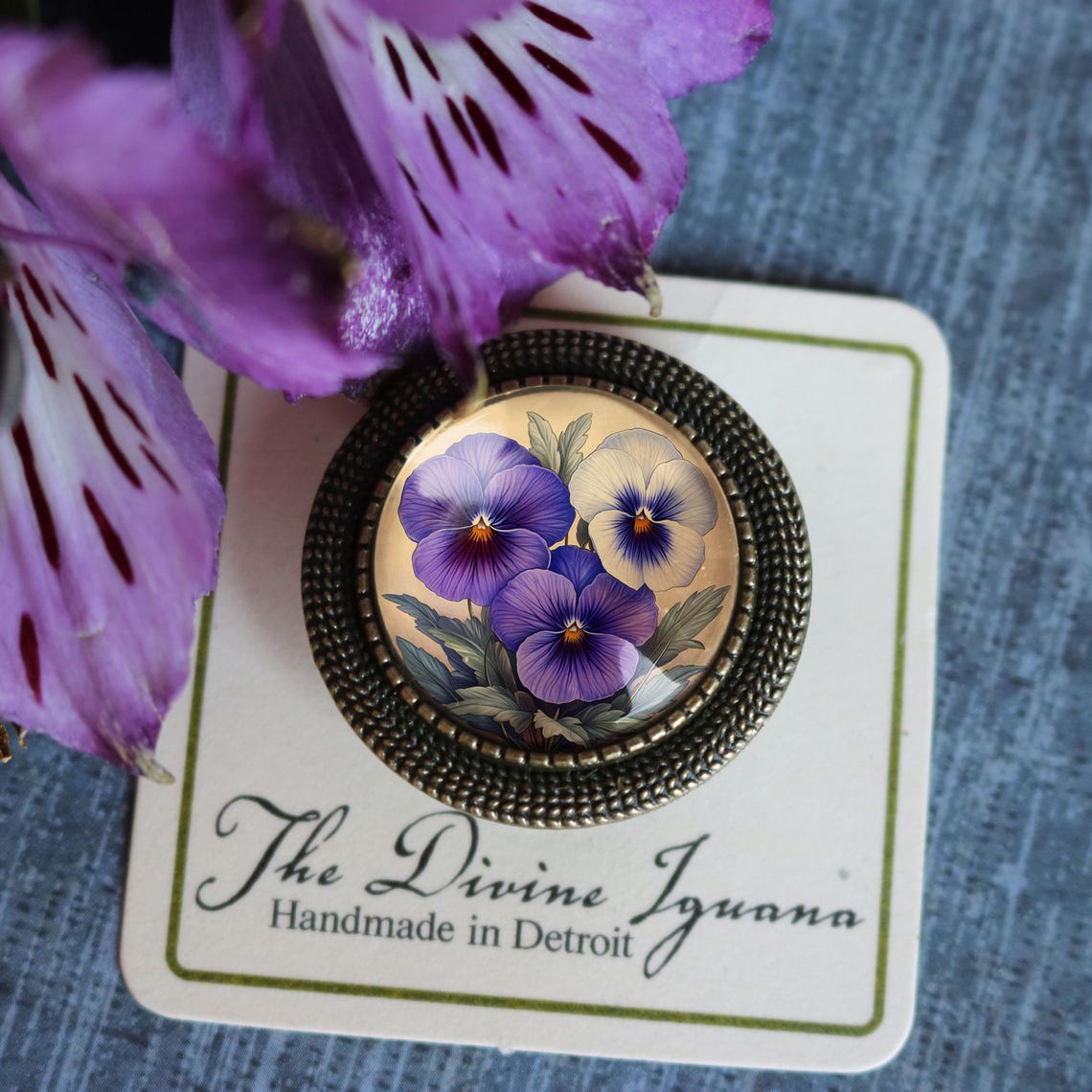 Purple Pansy Flower Vintage Inspired Pin Brooch - Etsy