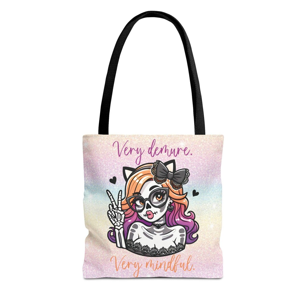 Very Demure Mindful Spooky Skeleton Girl Halloween Tote Bag in 3 Sizes ...