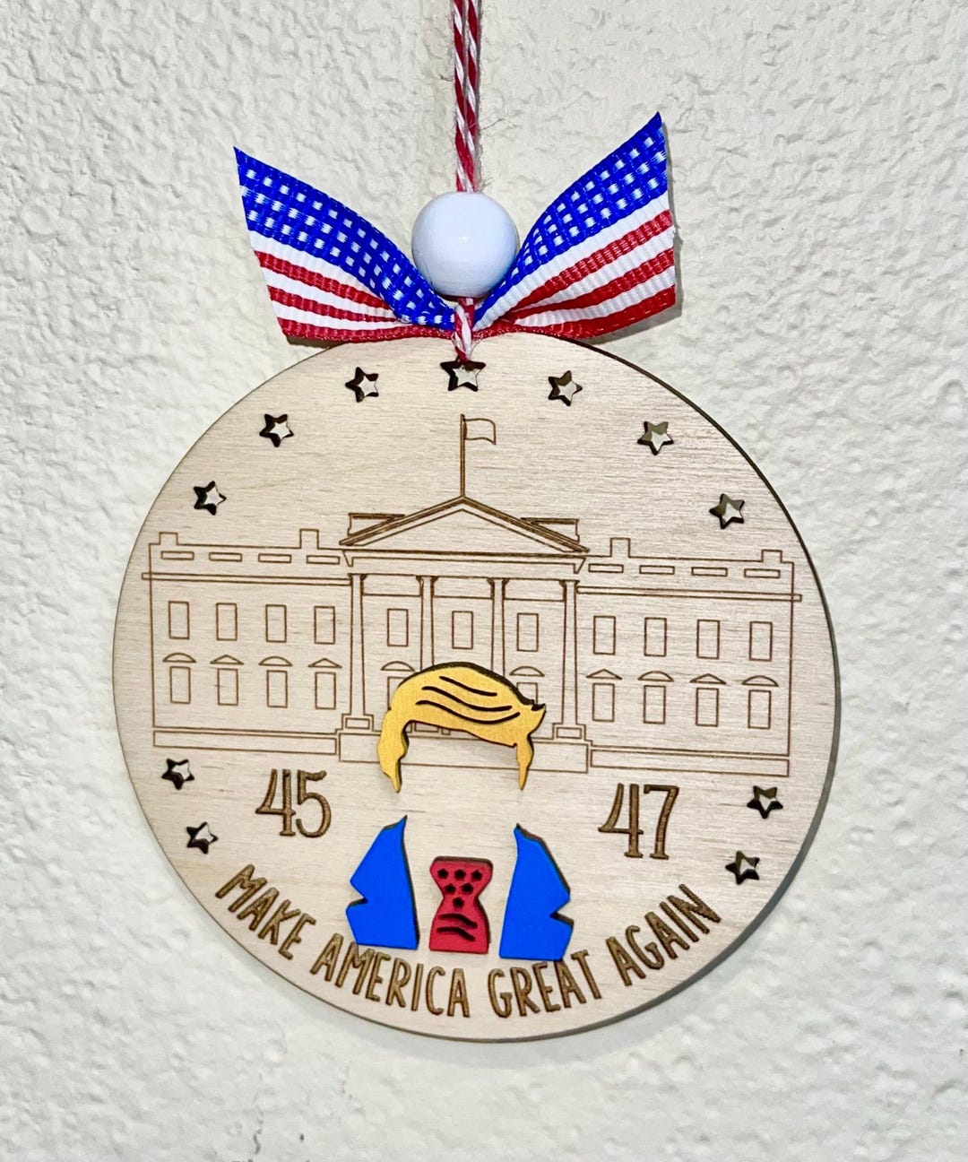 Donald Trump 45 47 MAGA Make America Great Again Christmas Tree ...