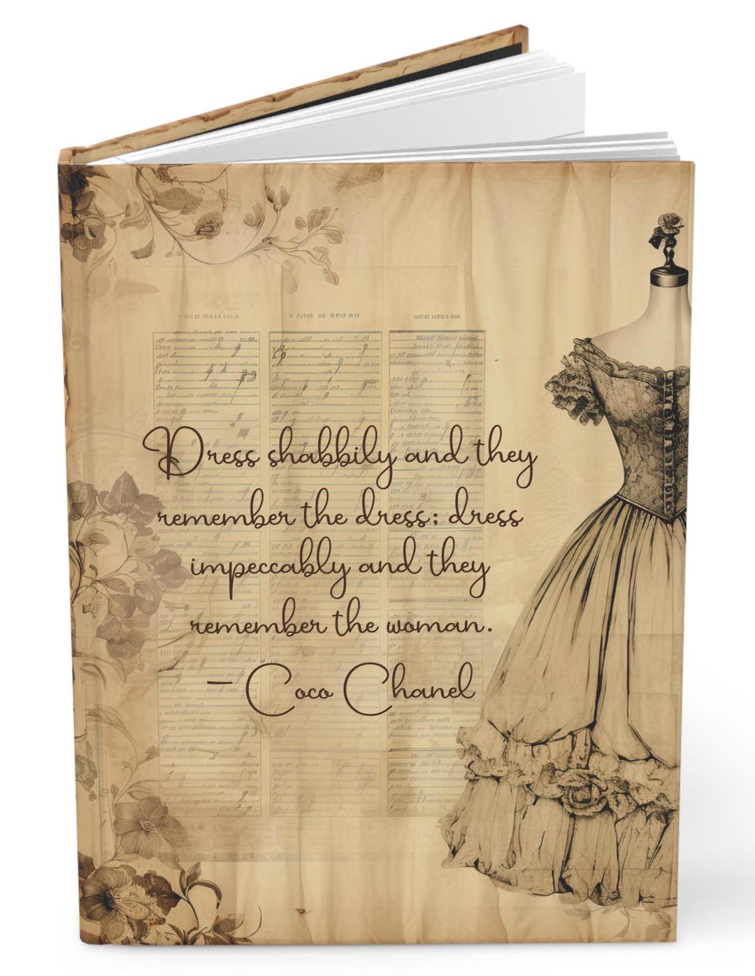 Vintage Dress Remember the Woman Hardcover Matte Lined Notebook Journal ...